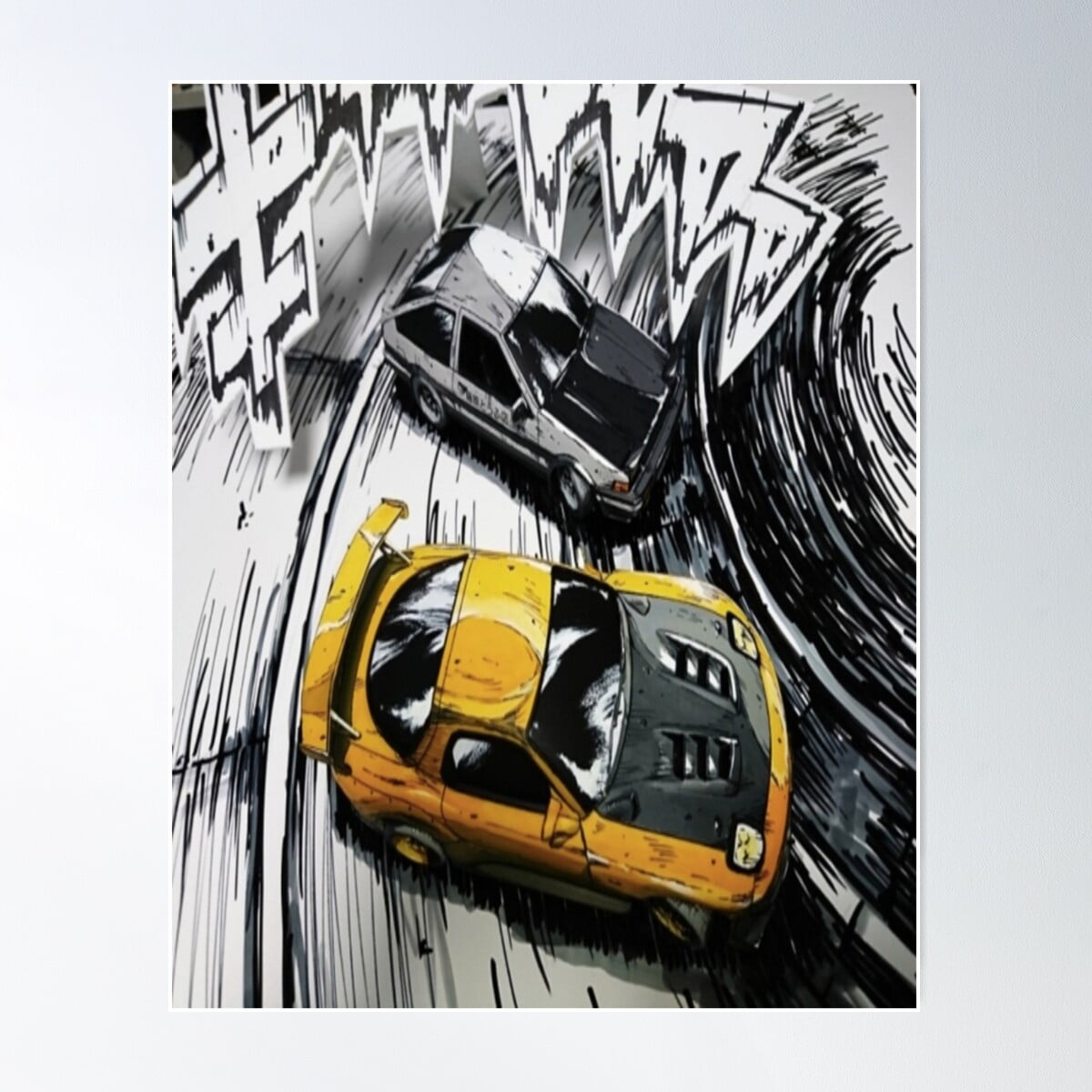 Initial-D-Shinga-Ae86-Vs-Fd3S Japanese Artwork Poster Wall Art, Modern ...