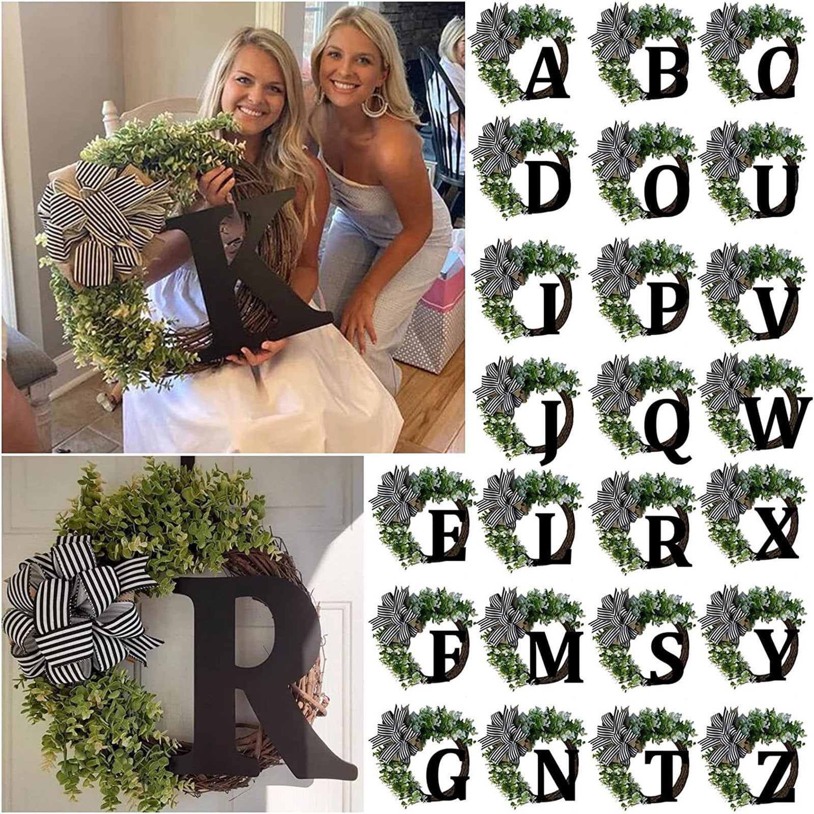 Initial Door Wreath, Initial Wreaths for Front Door, 26 Letters ...