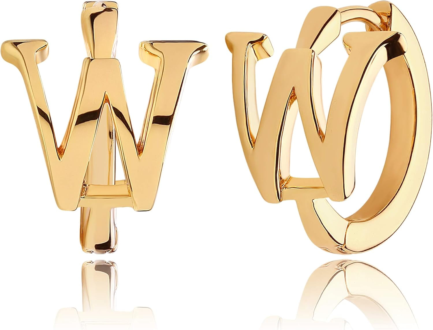Initial Huggie Hoop Earrings 18K Gold Filled Letter Dainty Simple ...