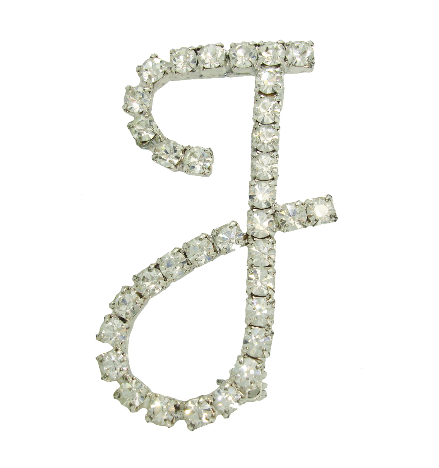 Initial "J" Pin Brooch Pave Rhinestones Silver Tone 1 1/2" Ladies Adult ...