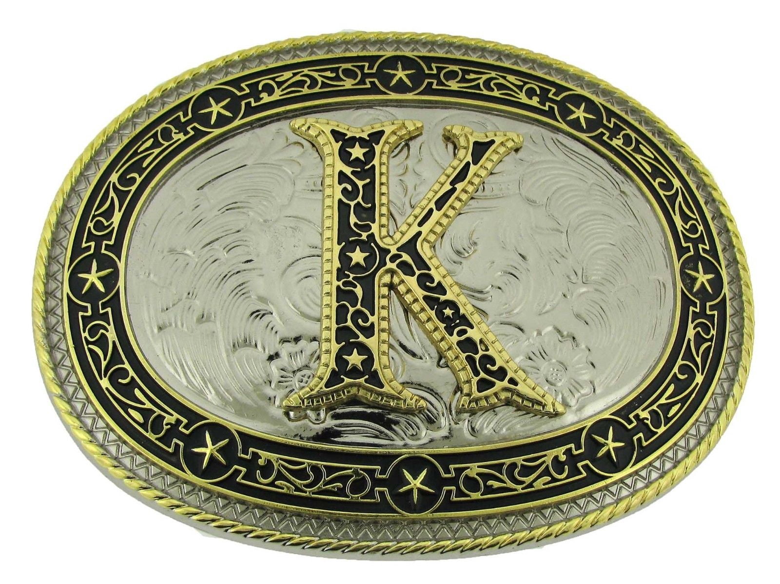 Initial K Letter Monogram Belt Buckle Cowboy Rodeo Western Metal ...