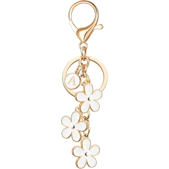 Initial Keychain Cute Flower Charms Keyring for Handbag Backpack ...