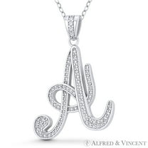 Initial Letter "Z" Cubic Zirconia CZ Crystal Pave Pendant in .925 ...