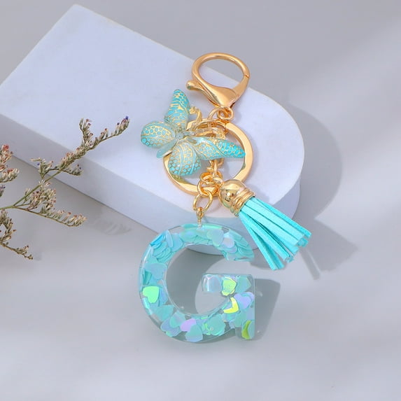 Initial Letter A-Z Keychains for Women Tassel Pendant Key Ring for ...