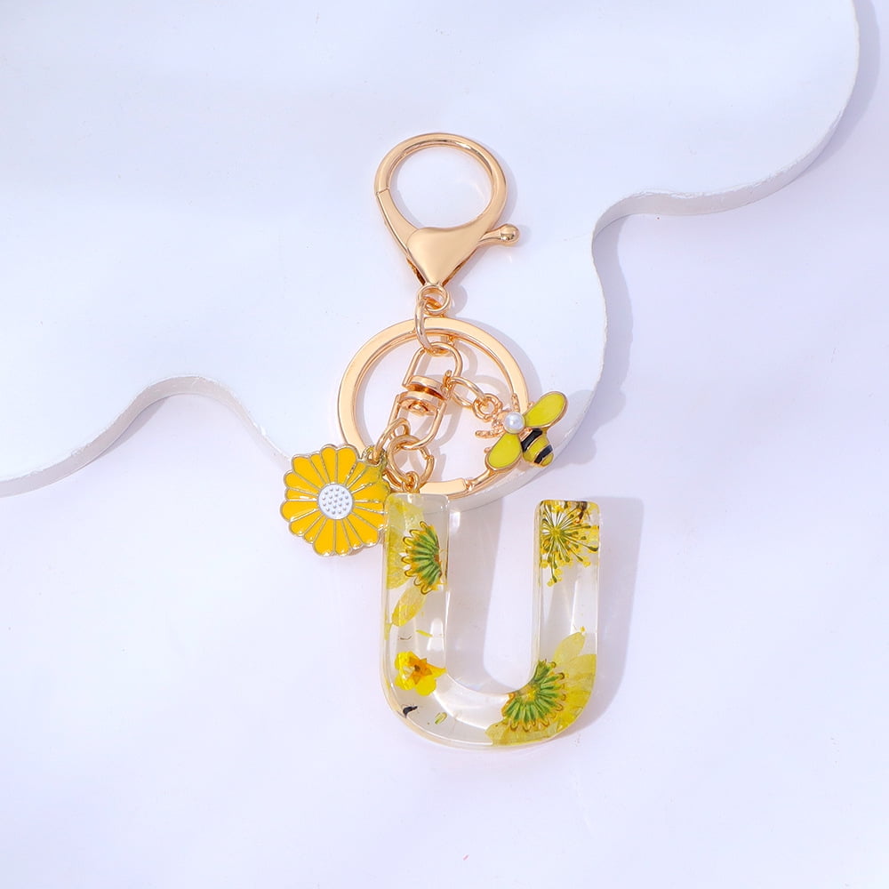 Initial Letter A-Z Keychains for Women Tassel Pendant Key Ring for ...