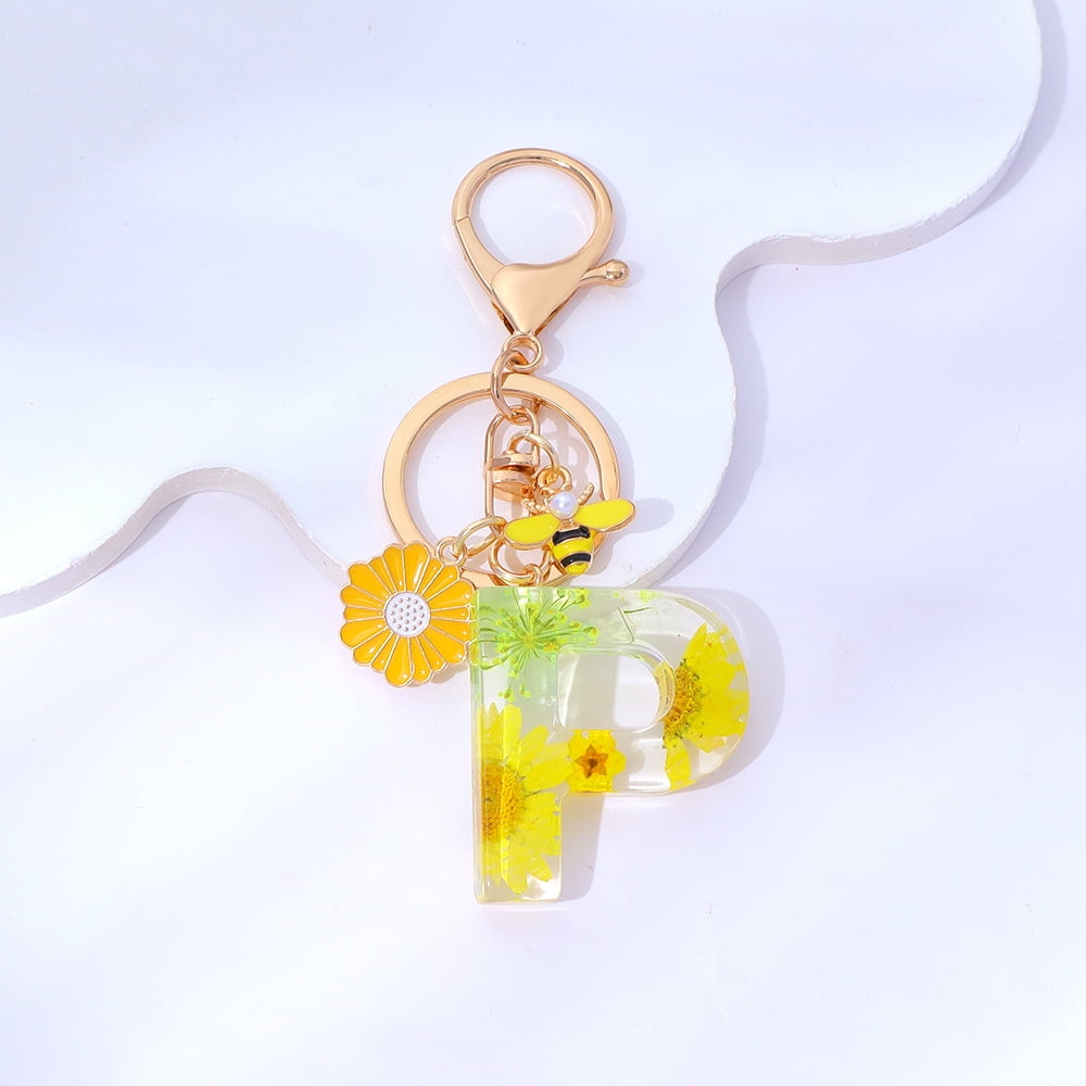 Initial Letter A-Z Keychains for Women Tassel Pendant Key Ring for ...