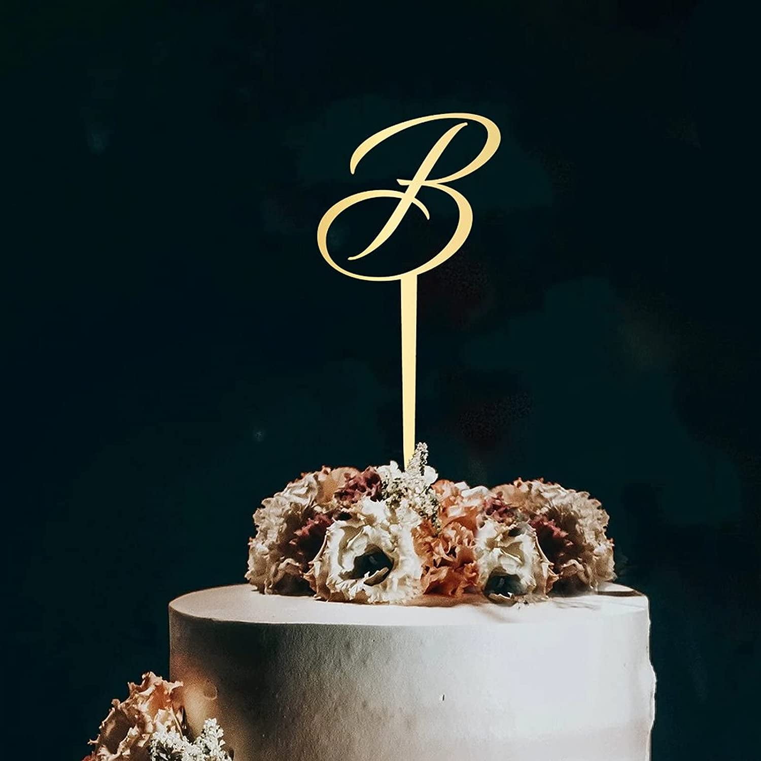 Initial Letter B Cup Cake Topper Monogram Acrylic Cake Topper Wedding ...
