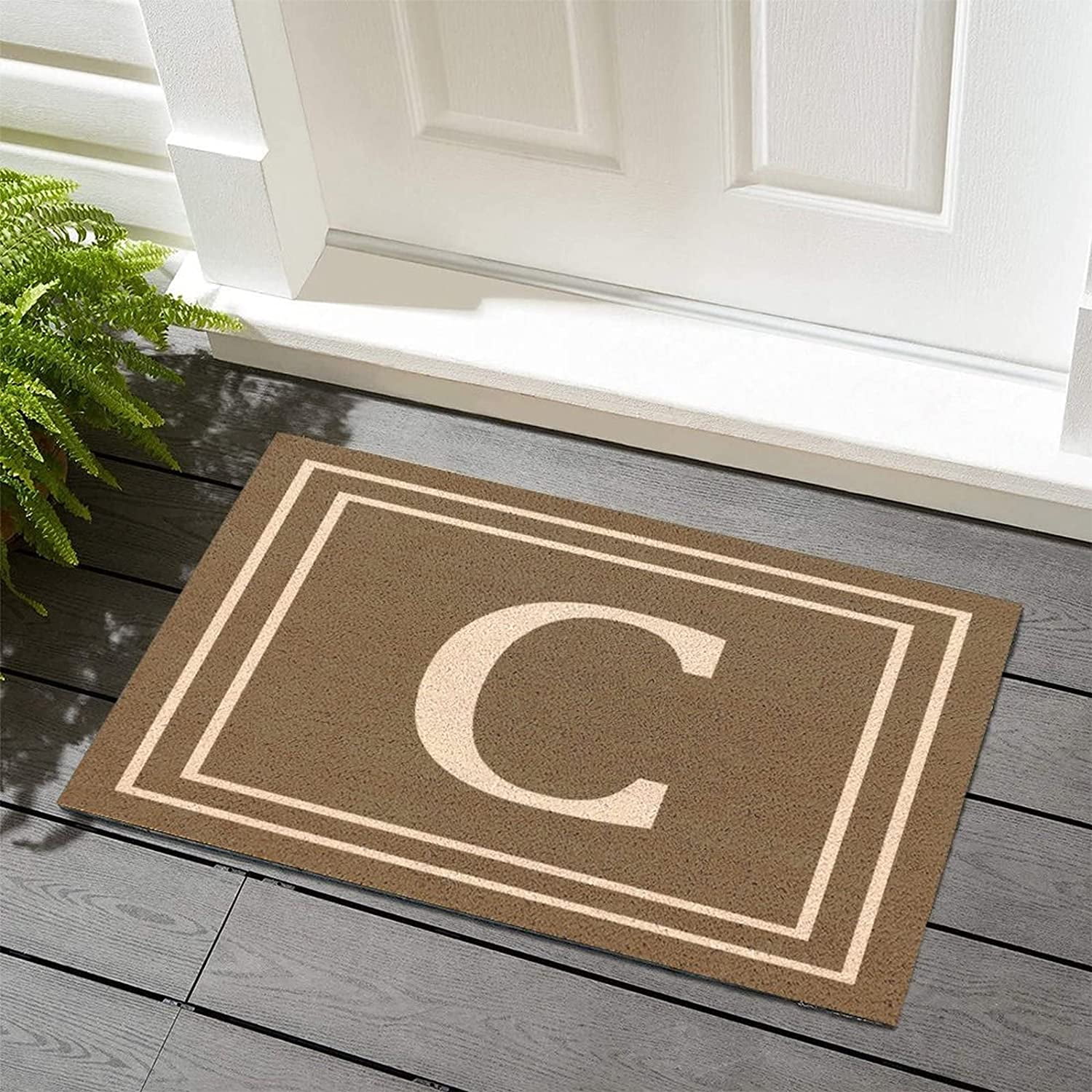 Initial Letter C Monogram Indoor Doormat Coir Fiber Coconut Door Mat ...