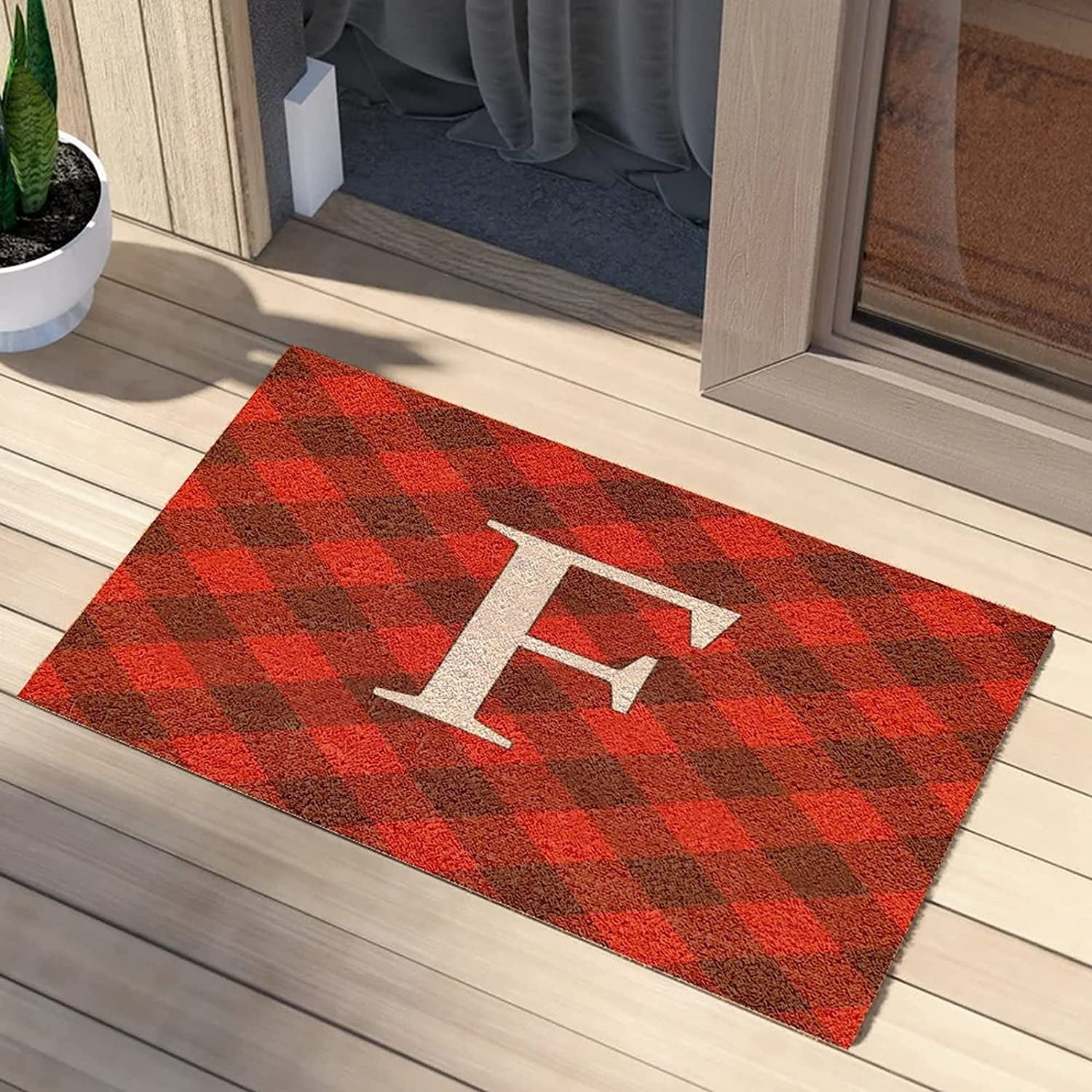 Initial Letter F Entrance Shoe Mat Rustic English Alphabet Monogrammed ...