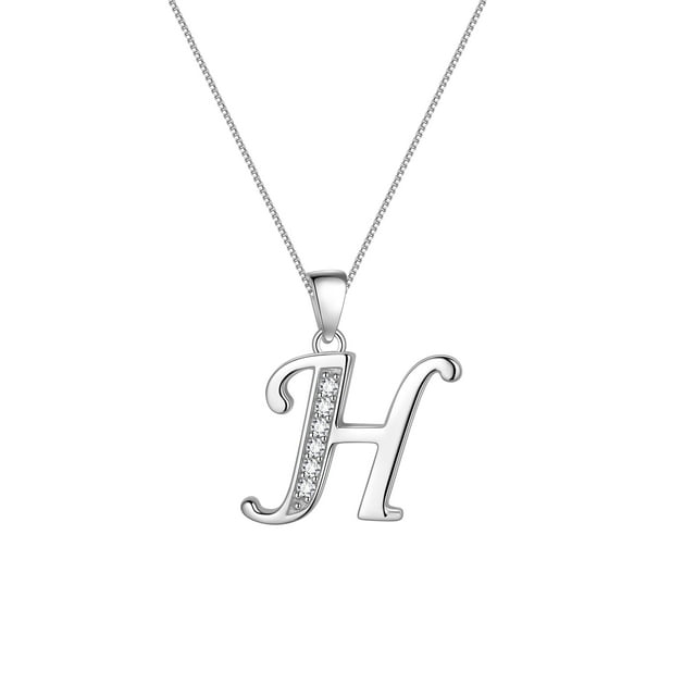 Initial Letter H Necklace 925 Sterling Silver Personalized Alphabet ...