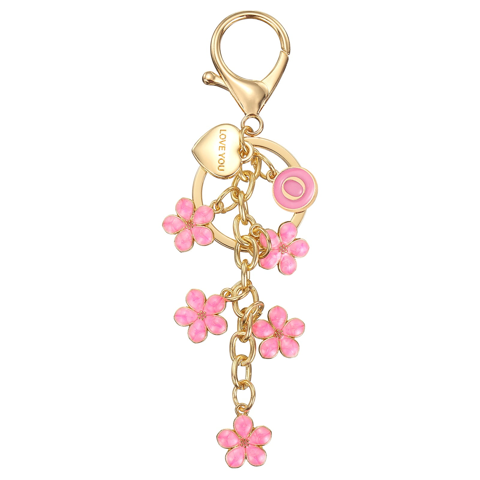 Initial Letter Keychain, Cute Flower Letter-O Keychains for Women Girls ...