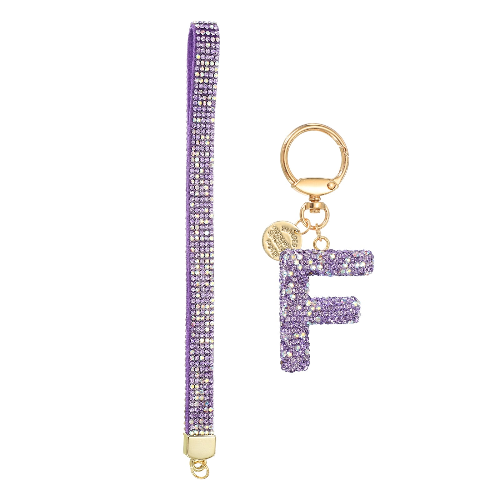 Initial Letter Keychain for Women, Rhinestone Alphabet F Key Chain ...