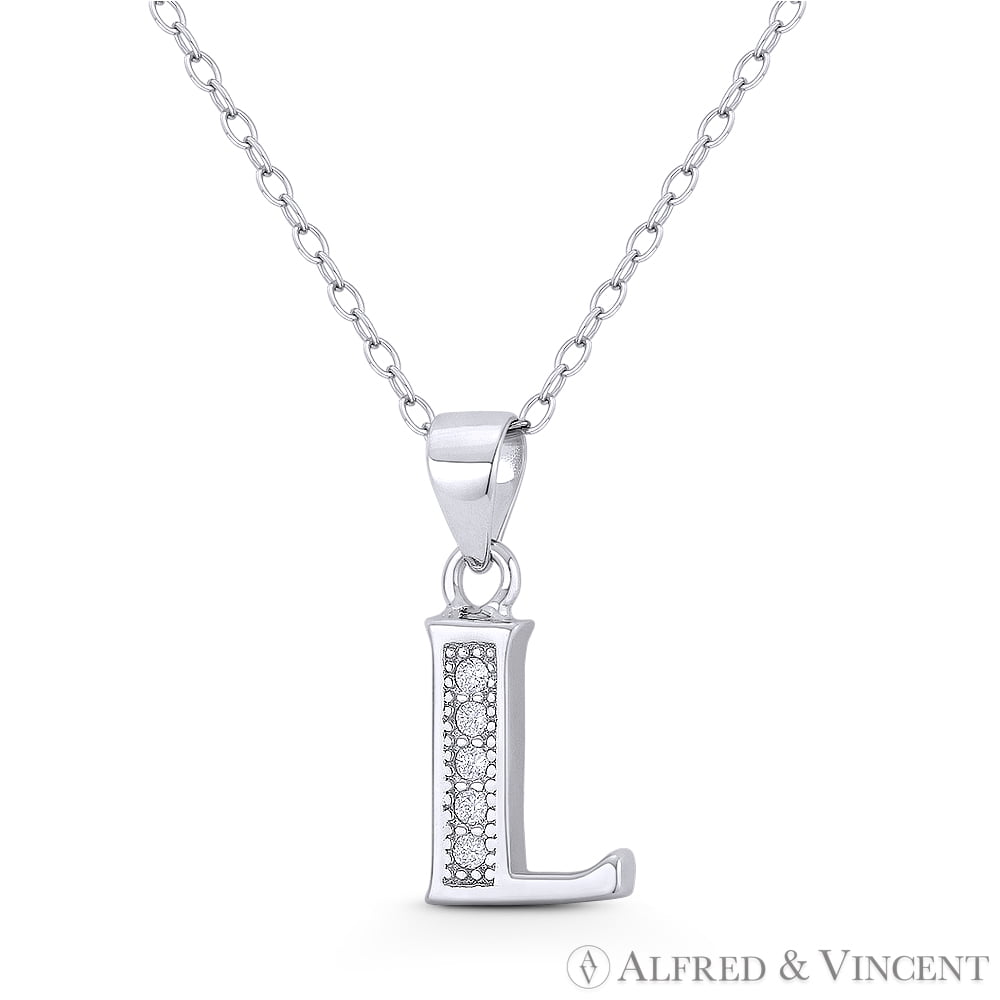 Initial Letter "L" Block Script Cubic Zirconia CZ Crystal 20x8mm (0.8x0 ...