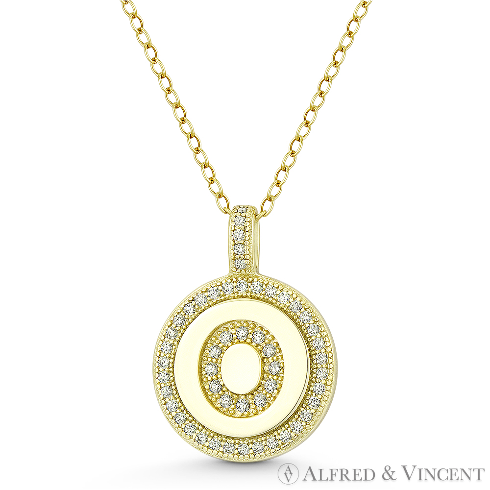 Initial Letter "O" Cubic Zirconia CZ Crystal Pave Pendant in .925 ...