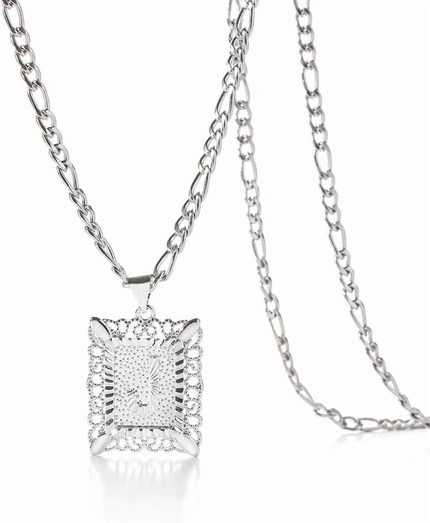 Initial Letter Pendant Necklace for Men Women, 14K Gold Plated Square ...