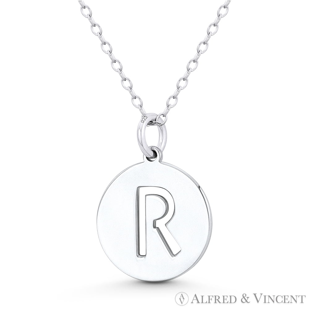 Initial Letter "R" Cutout 20x15mm (0.8in x 0.6in) Round Disc Pendant in ...