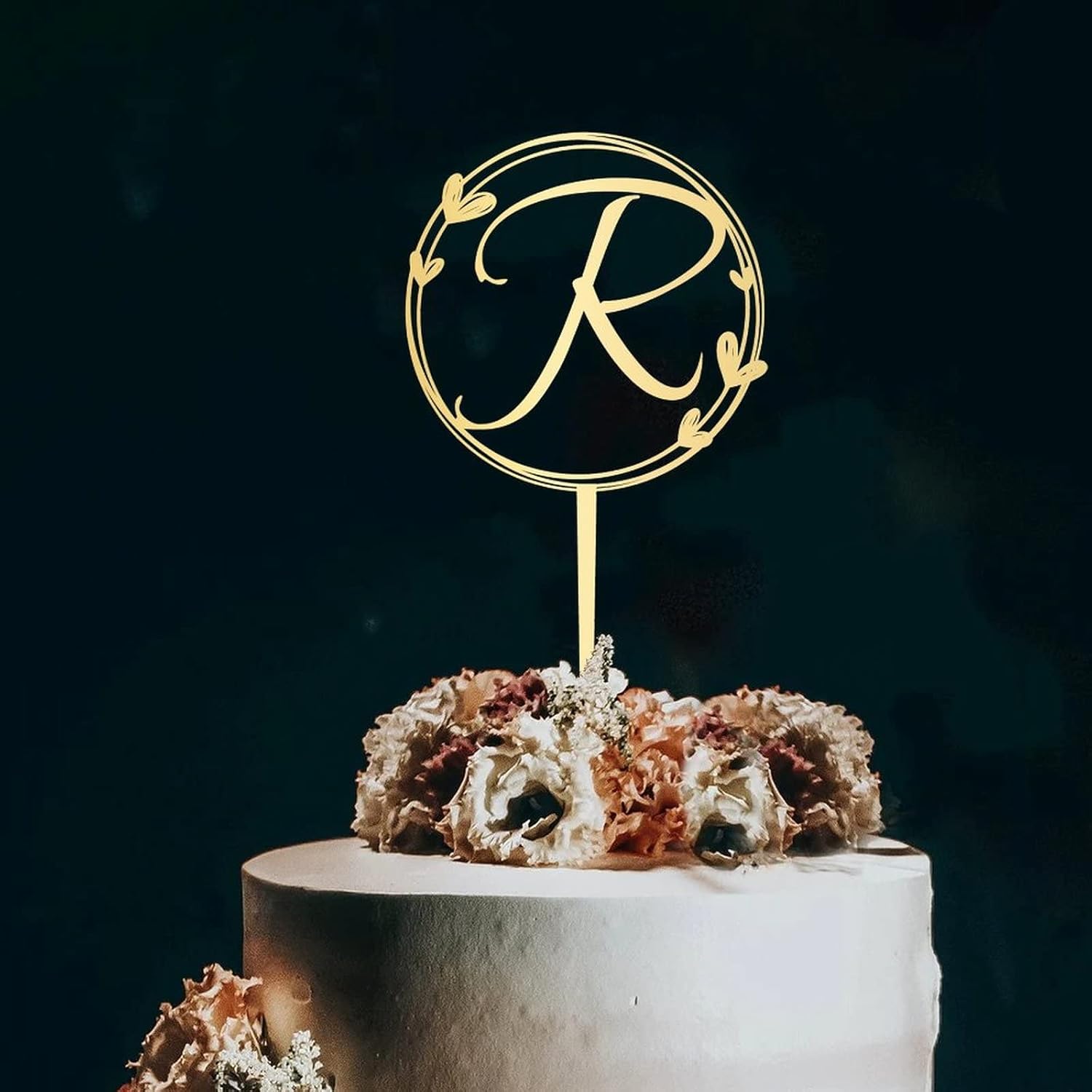 Initial Letter R Happy Birthday Cake Topper Monogram Acrylic Cake ...