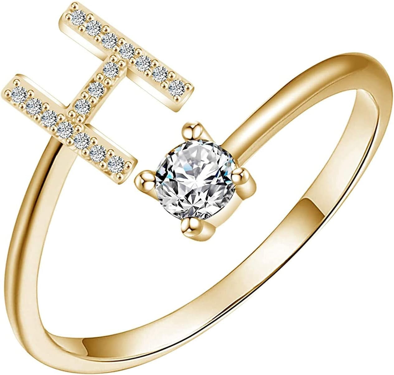 Initial Letter Ring for Women, Dainty Gold Silver Stackable Alphabet ...