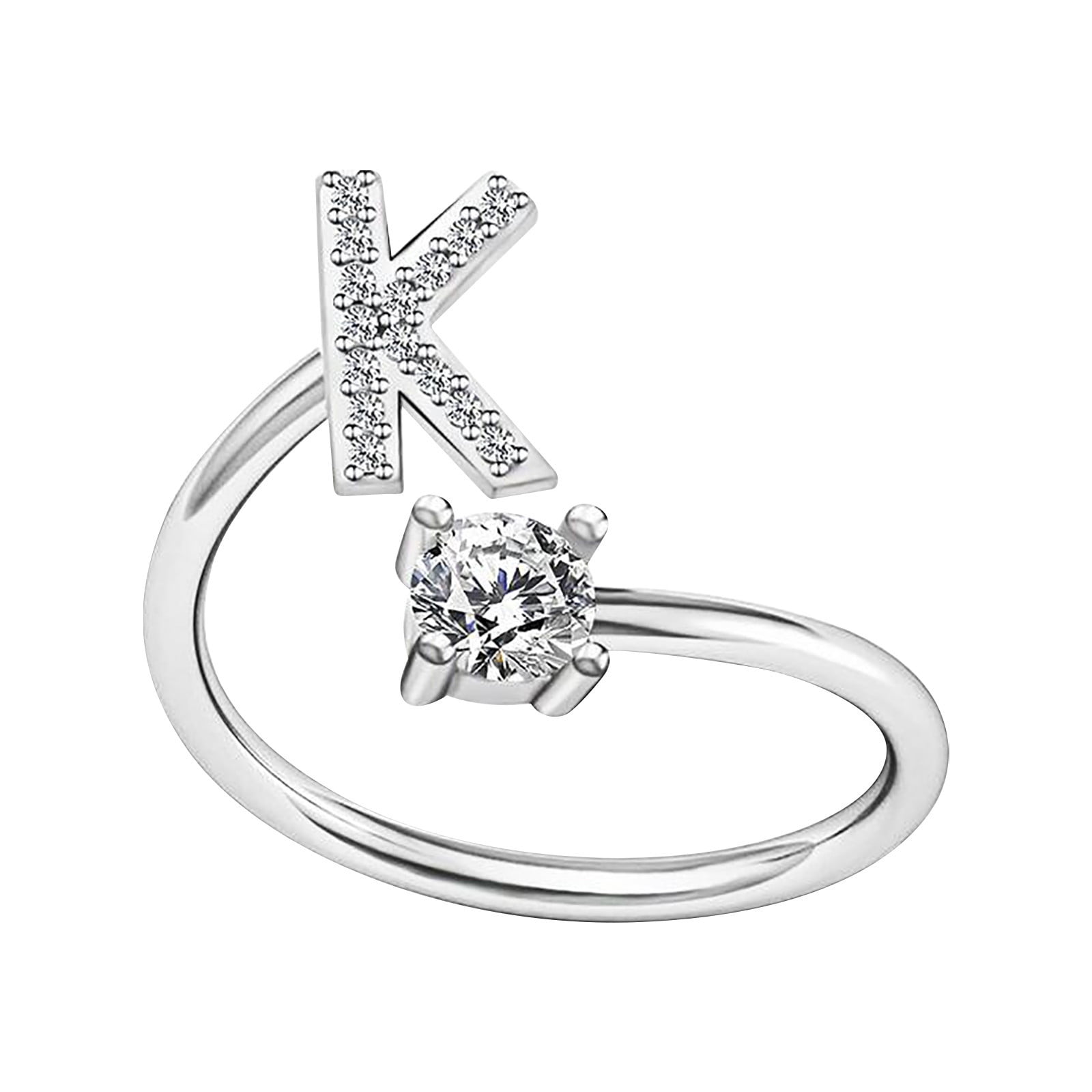 Initial Letter Ring for Women Silver Stackable Alphabet Rings with ...