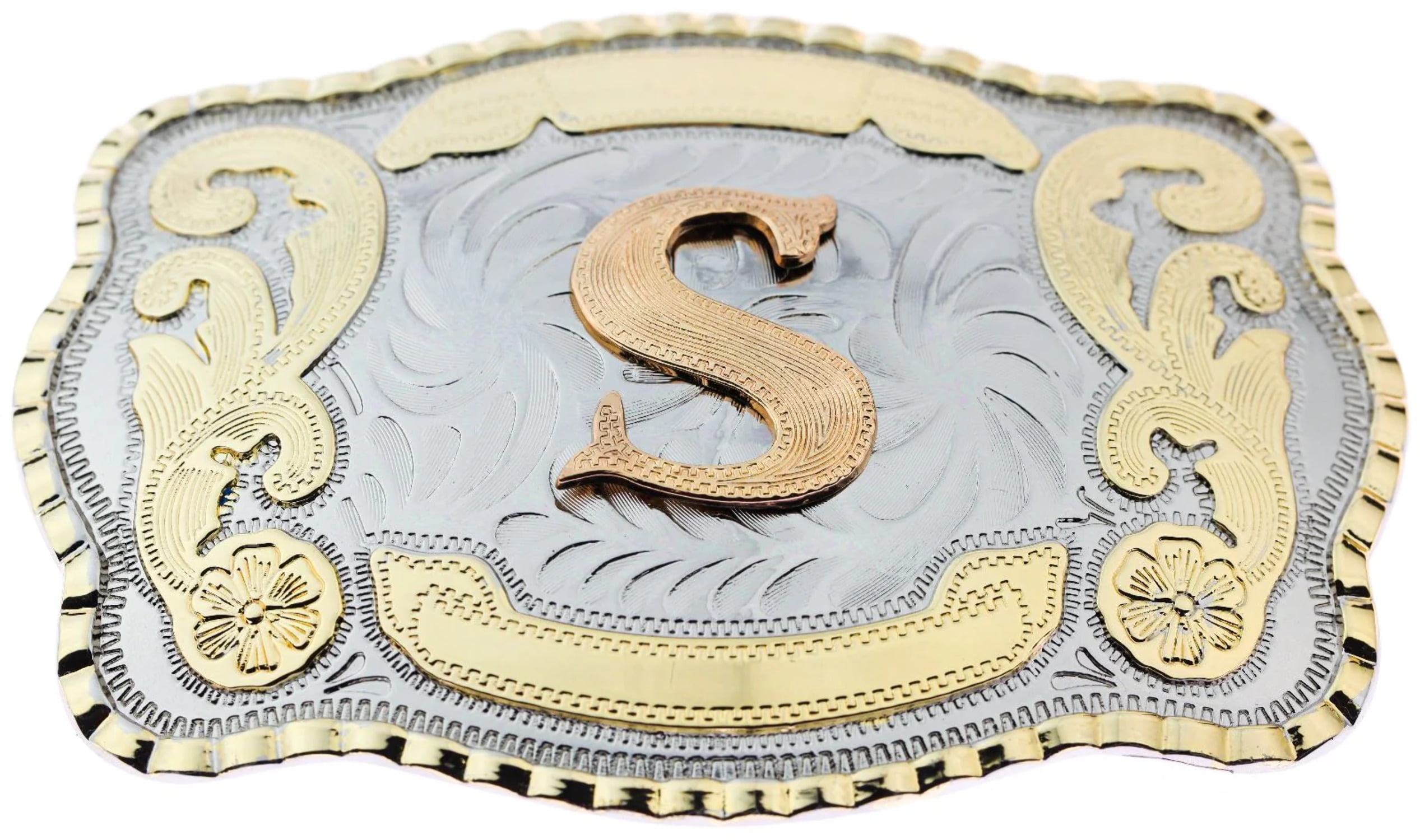 Initial Letter "S" Cowboy Rodeo Western Large Gold Tone Belt Buckle ...