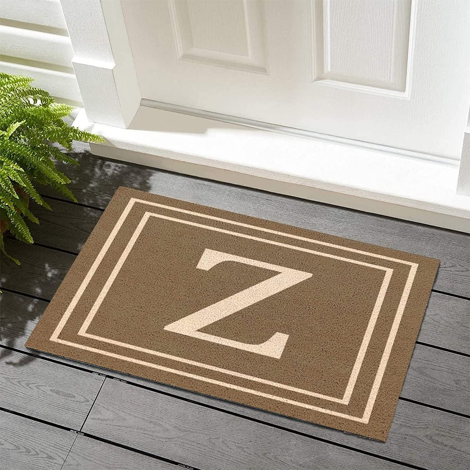 Initial Letter Z Monogram Coir Fiber Welcome Mats for Front Door 16x24 ...