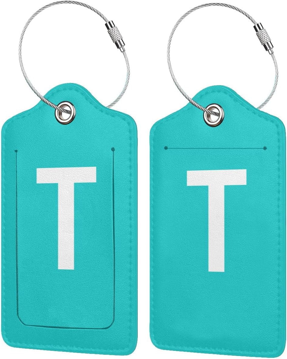 Initial Luggage Tags for Suitcases Tags Identifiers Leather T Travel ...