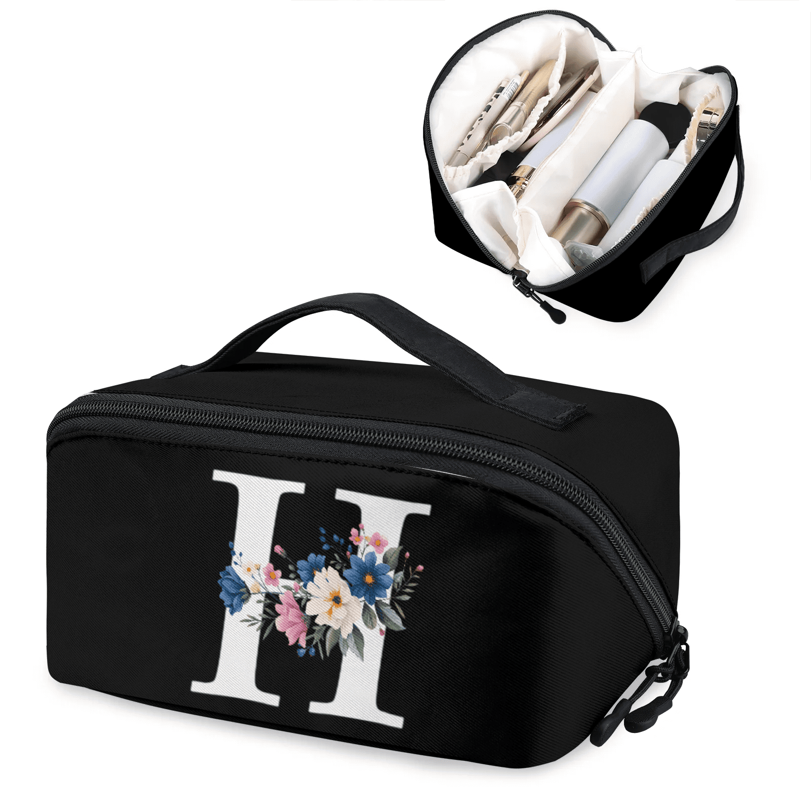 Initial Makeup Bag for Women,Personalized Travel Makeup Bag,Cosmetic ...