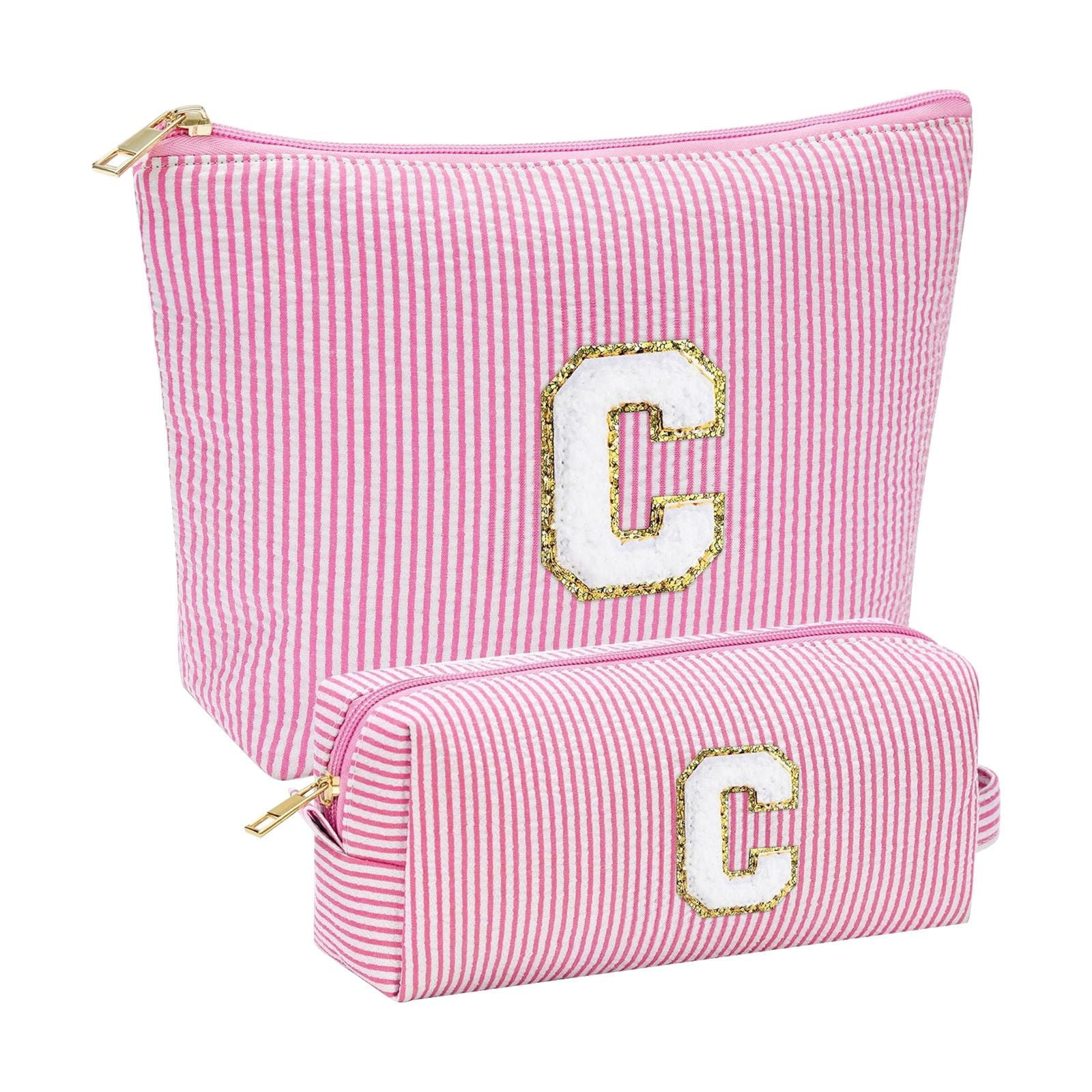 Initial Makeup Bag for Girls Travel Toiletry Cosmetic Pouch for Teen ...