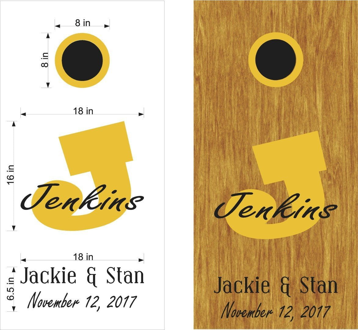 Initial Name Wedding Date Monogram Cornhole Board Vinyl Decal Sticker ...