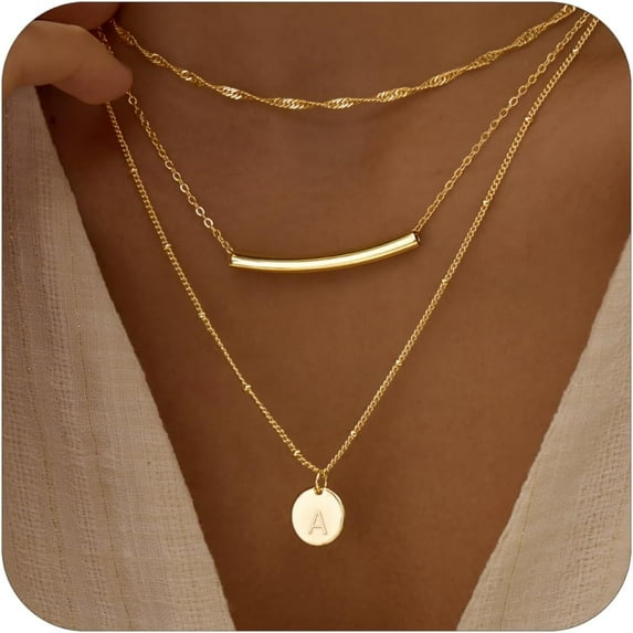 Initial Necklaces for Women Trendy, Stackable Dainty 14k Gold Plated ...