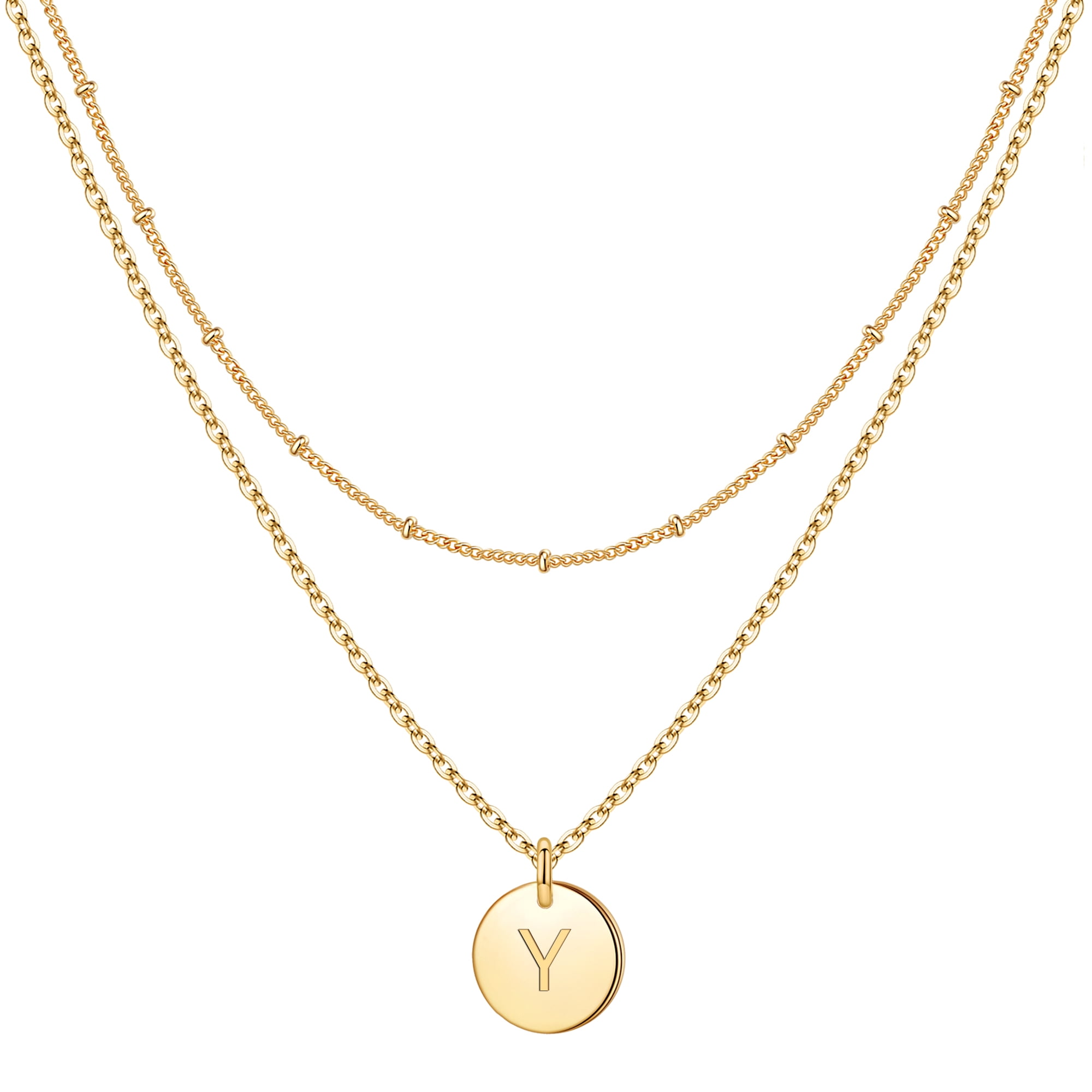 SMILEST Initial Necklaces for Women Double Side Engraved Hammered Coin ...