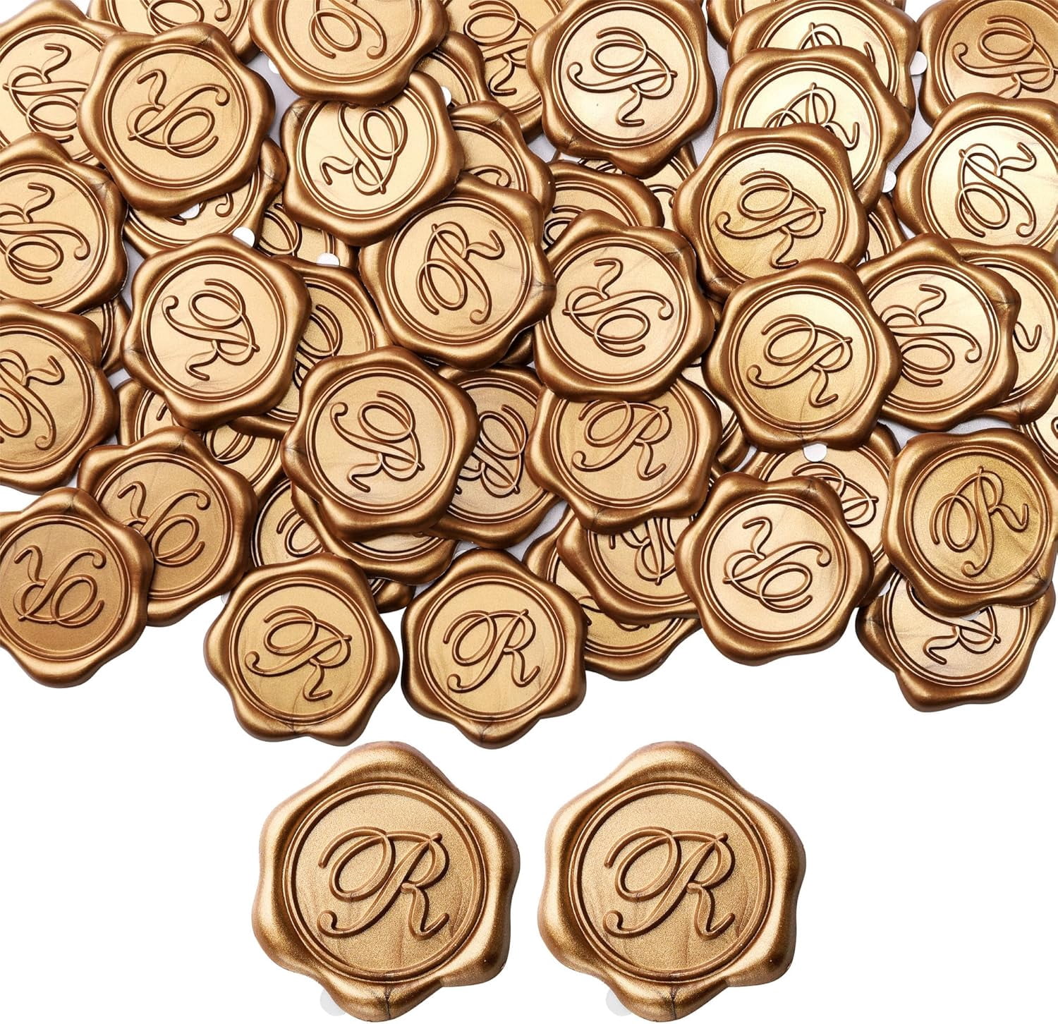 Initial R Wax Seal Stickers, 100 Pack Antique Gold Letter Self Adhesive ...