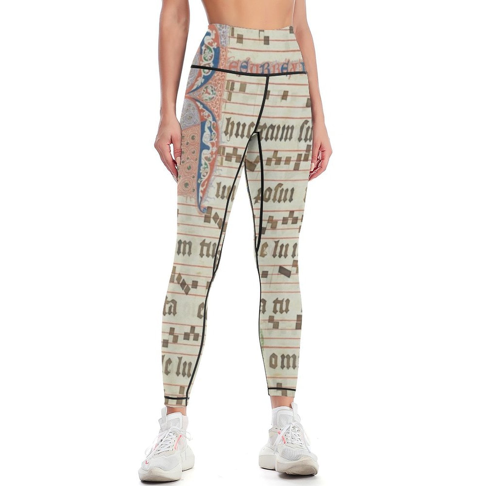 Initial R from a 14th century illuminated manucript Leggings Women's ...