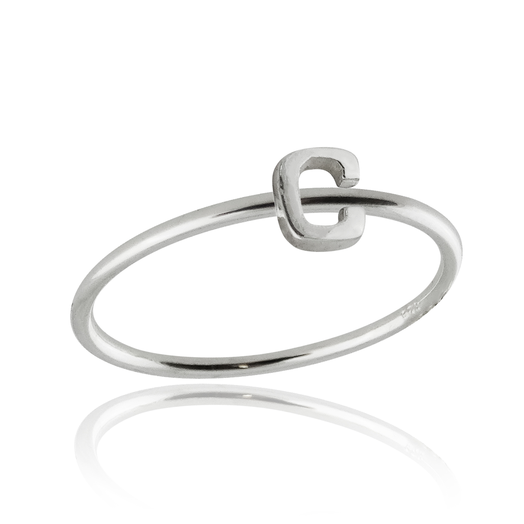 Initial Ring - 925 Sterling Silver - Stacking Letter Initial Rings ...