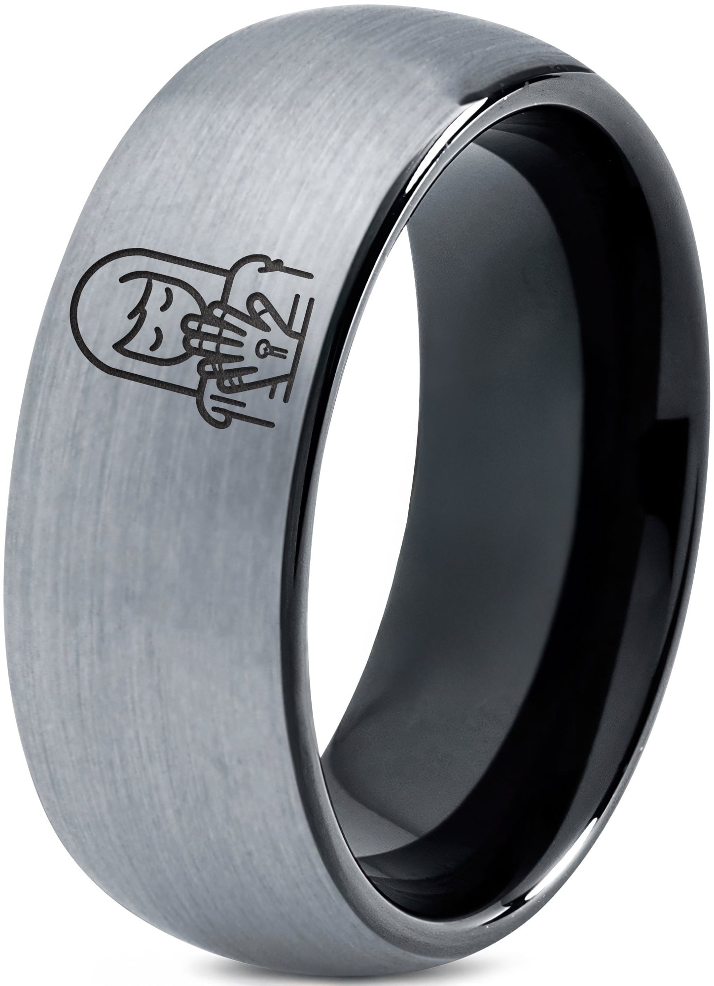 Gamer Engagement Ring Tungsten Mens Hammered Gray Rings Pride Medical ...