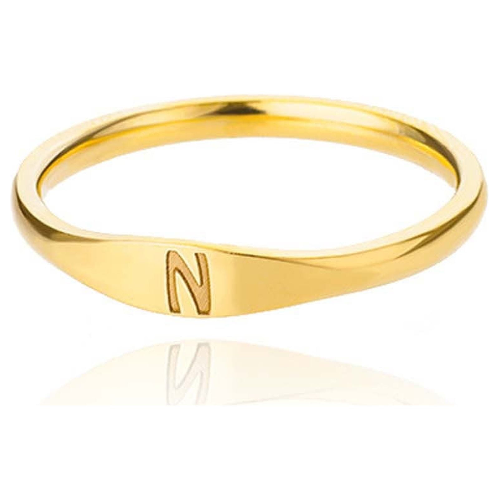 Initial Ring, Plain Letter Ring, Engraved Metal Band, Classic Style ...