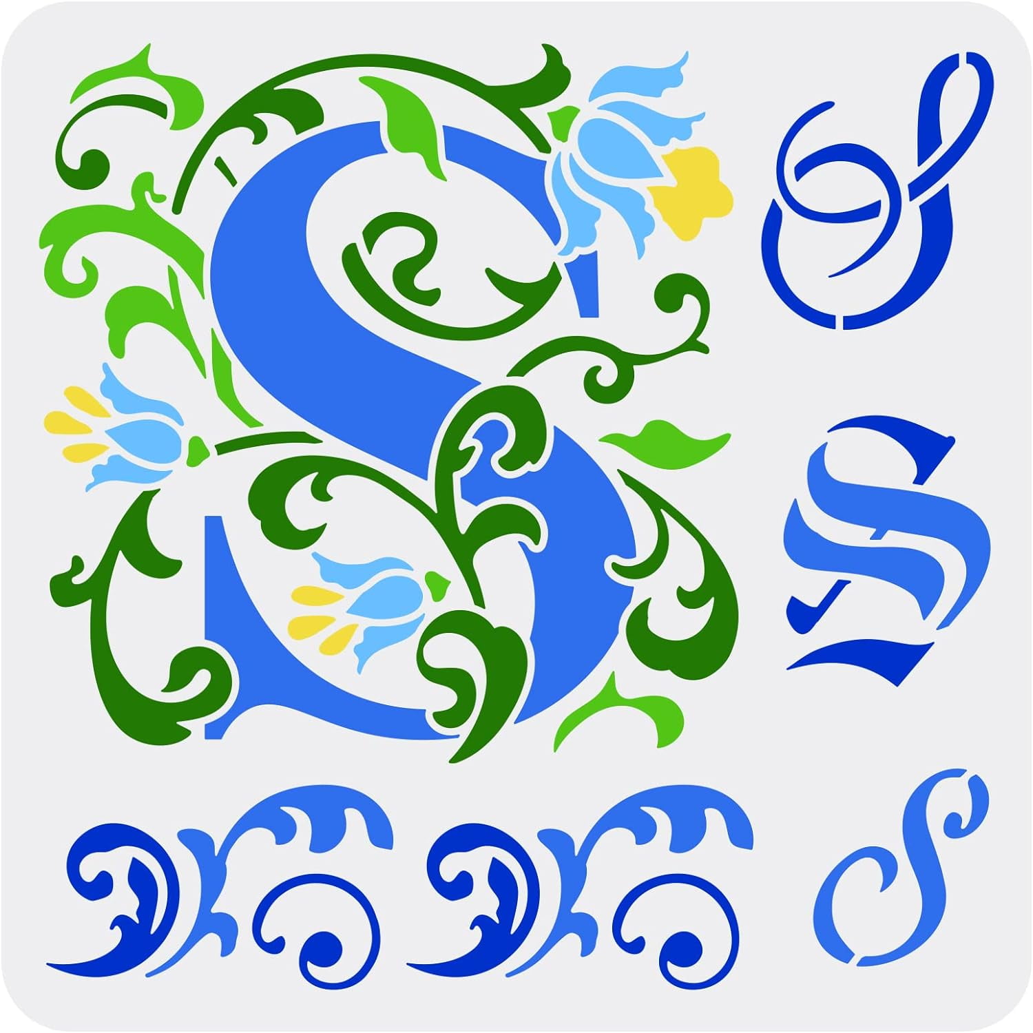 Initial S Painting Stencil 11.8x11.8inch Reusable Graffiti Letter S ...