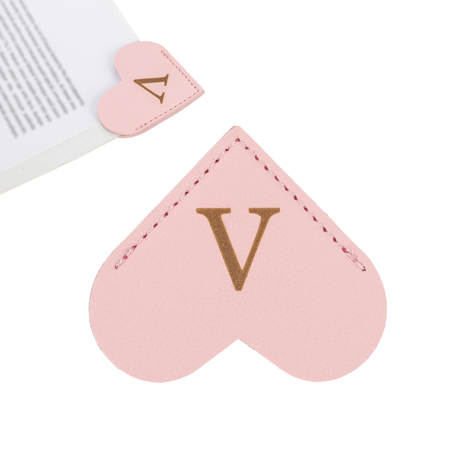 Initial V Corner Bookmarks, Heart Shape Leather Book Marks Page Markers Cute Page Clip for Men ...