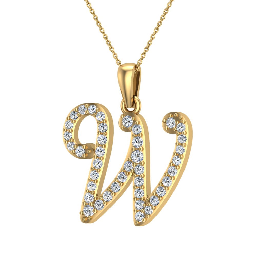 Initial W Letter Necklace Diamond Necklaces Women-Men 18K Gold Chain ...