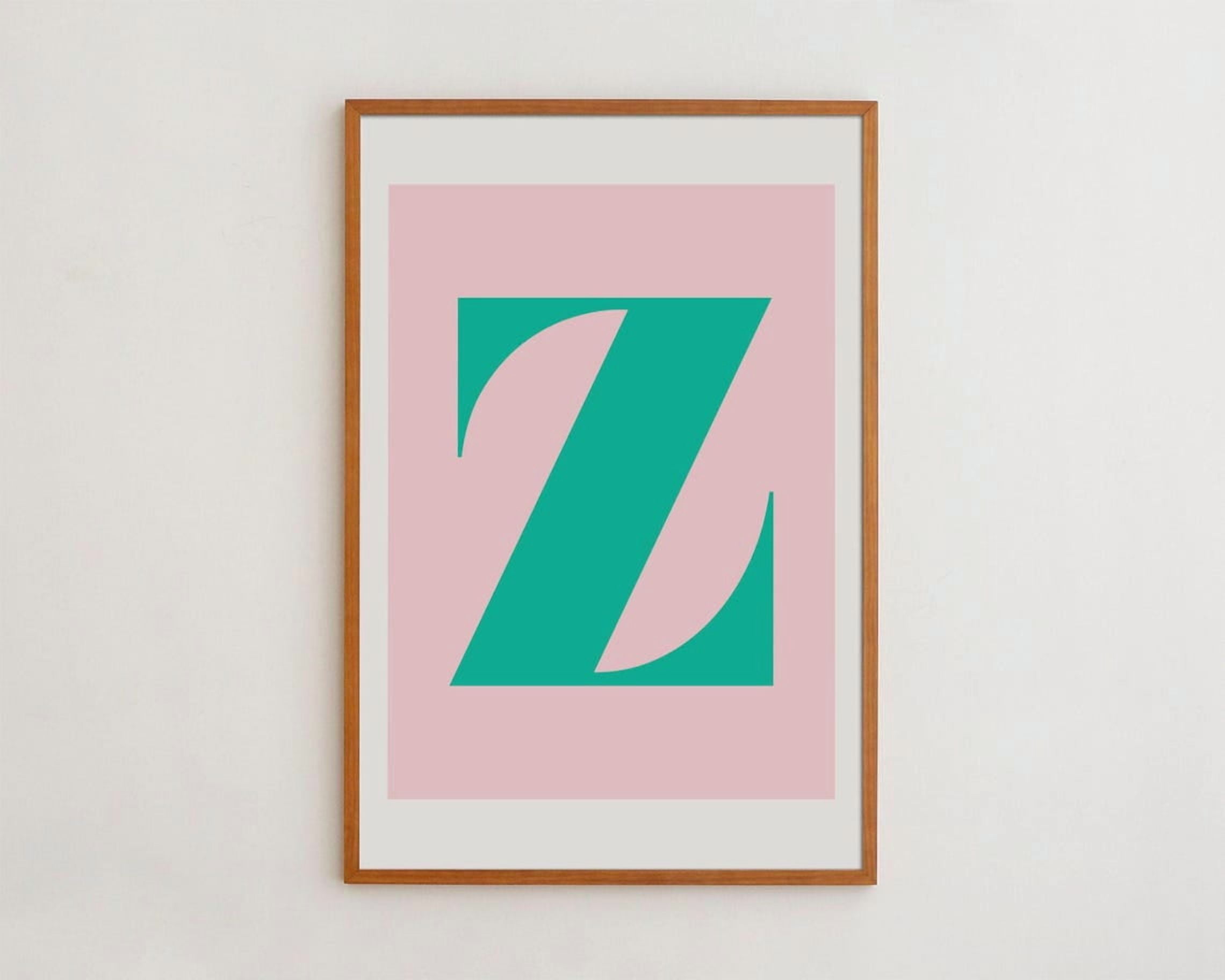 Initial Z Art Print Poster Retro Alphabet Name Poster, Size X Unfframed ...