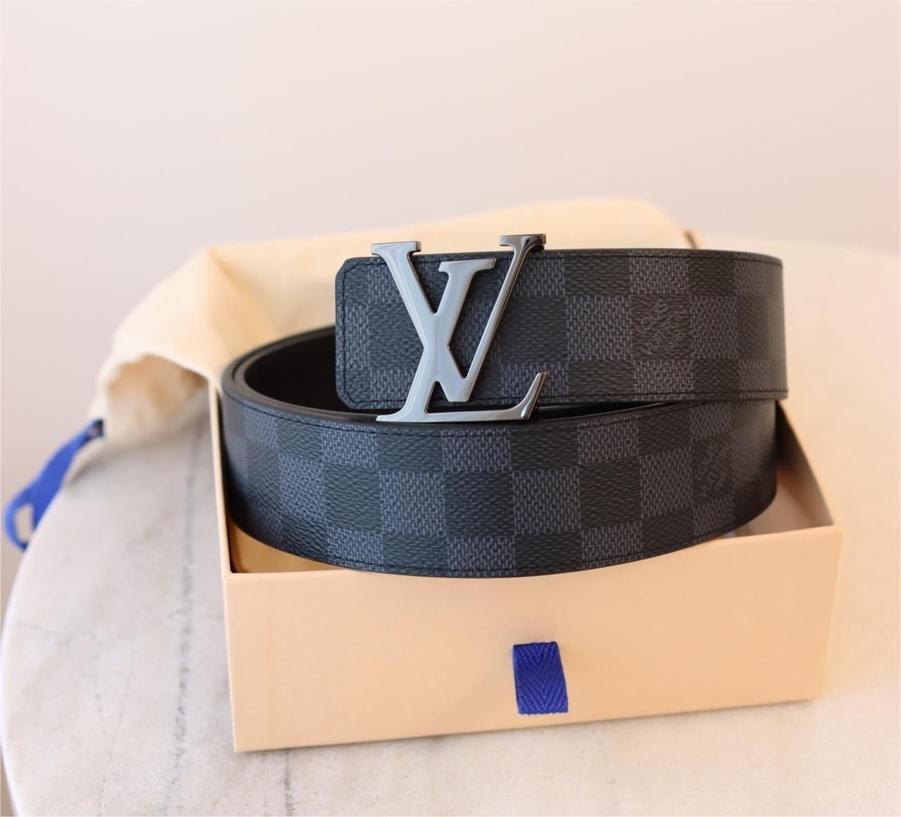 Initiales Mens Belt Checkered pattern Damier Graphite Vuit Belts Man ...