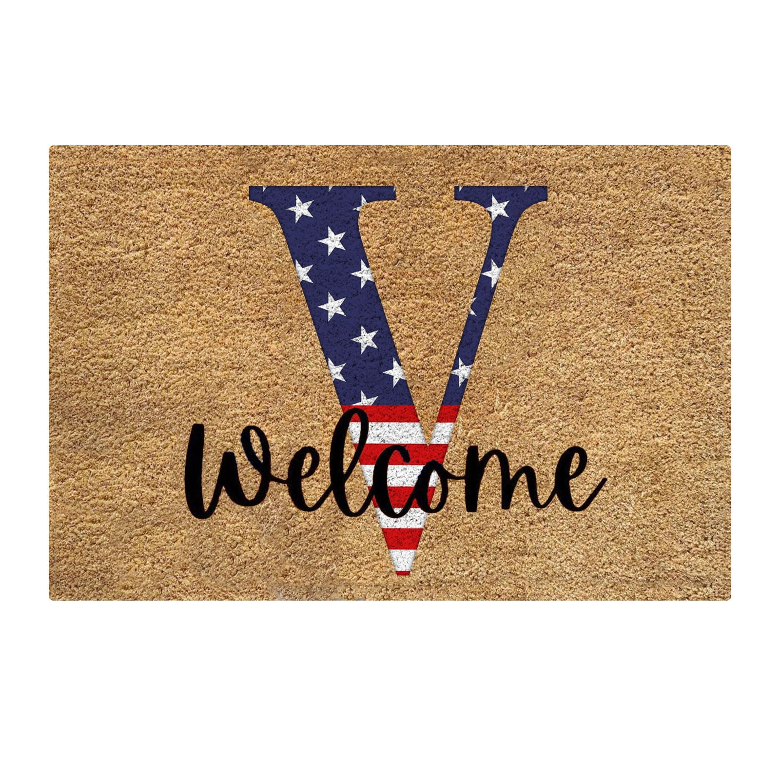 Initials A-Z Star And Stripes Mat Independence Day Mat Coir Mats for ...