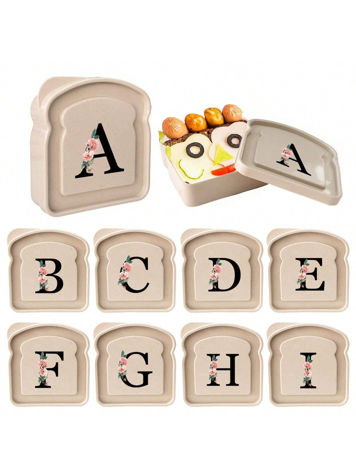 Initials Marked Toast Box Alphabet A-Z Reusable Sandwich Container ...
