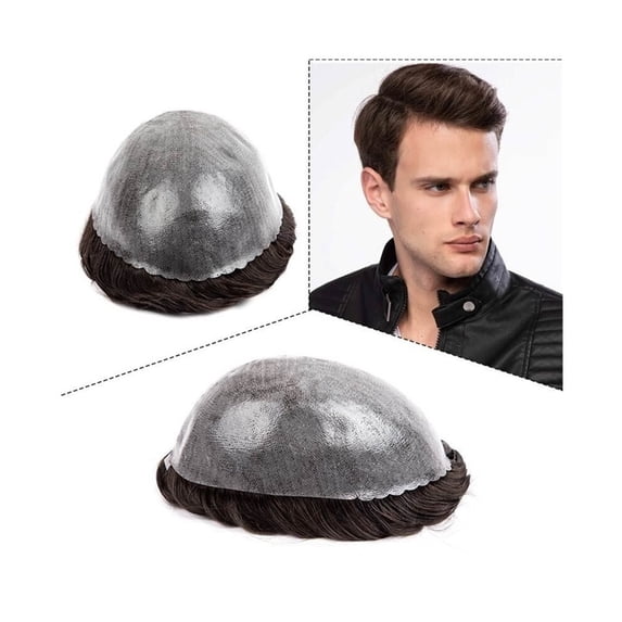 Injected Men's Capillary Prosthesis Undetectable 0.12mm PU Skin Toupee ...