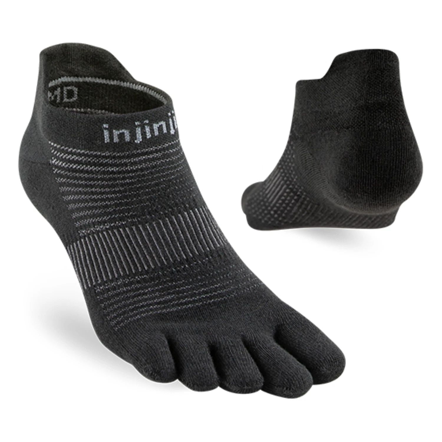 Injinji Unisex Run Lightweight No-Show Toe Socks, Black, Medium ...