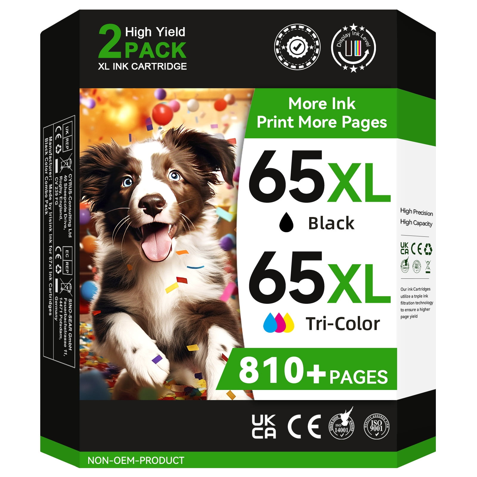 Ink 65XL Compatible for HP 65 Ink Cartridge 65 Black and Tri-Color Ink ...
