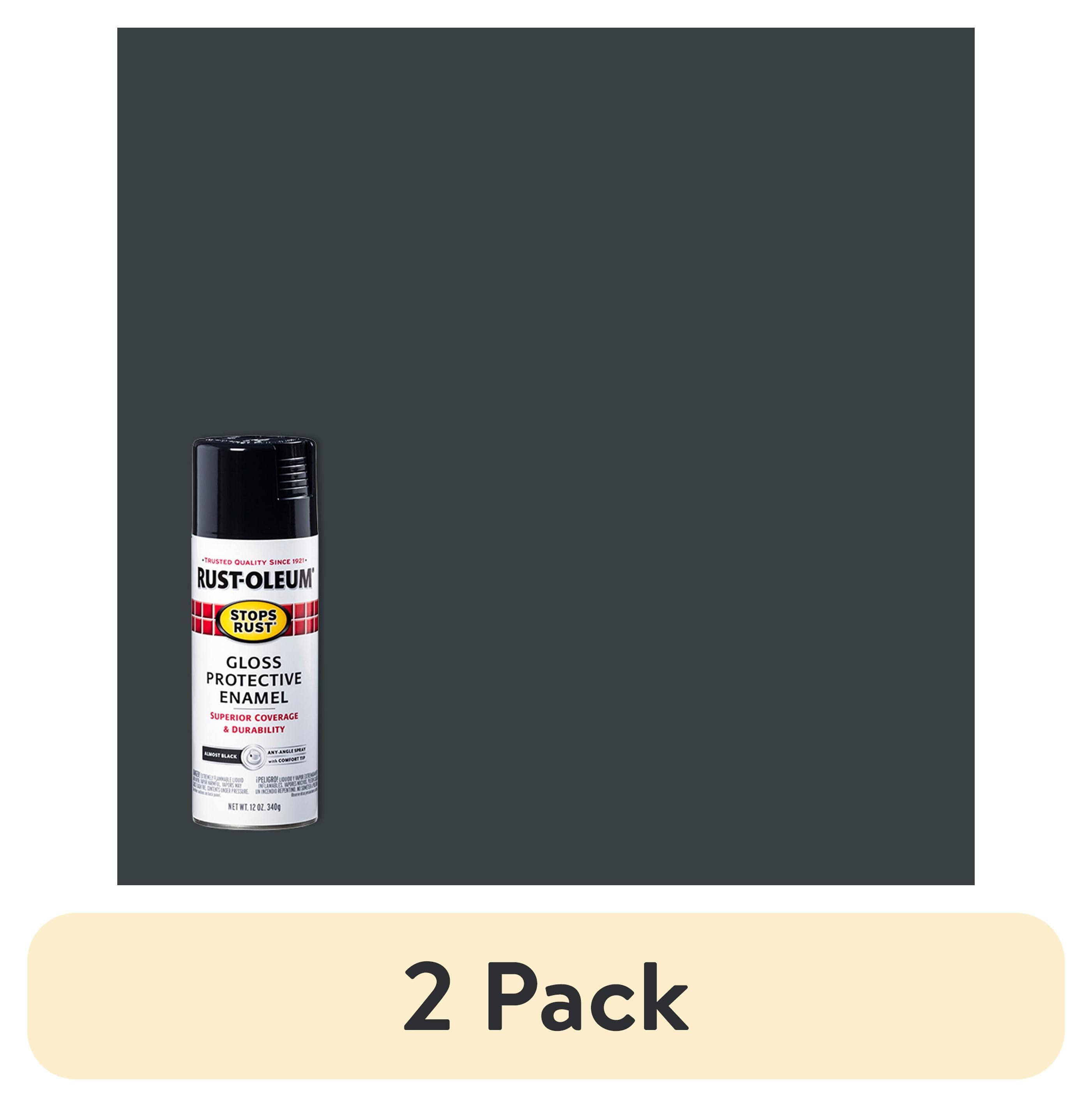 (2 pack) Ink Black, Rust-Oleum Stops Rust Gloss Protective Enamel Spray ...