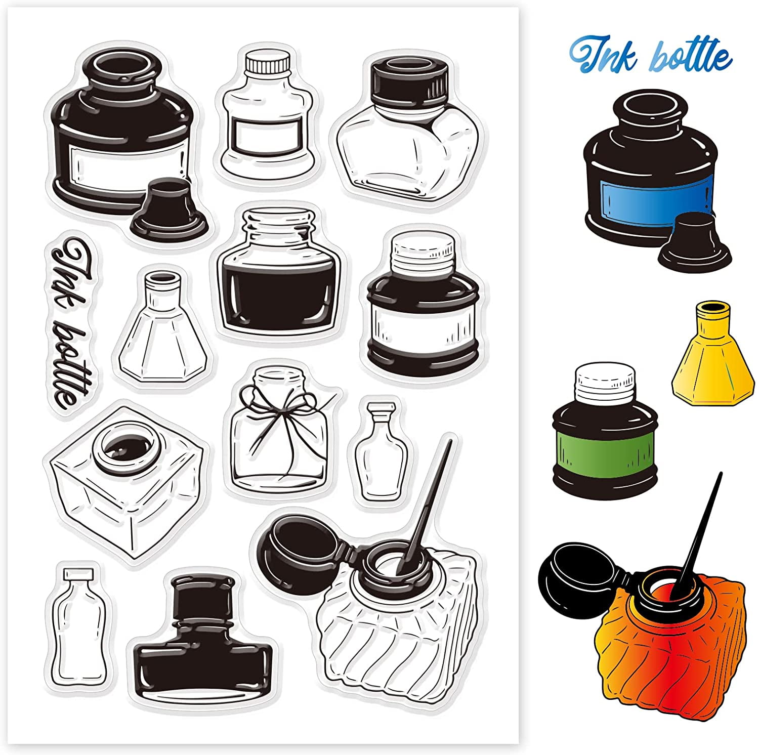Ink Bottle Clear Stamps Transparent Silicone Stamp Seal for Card Making ...