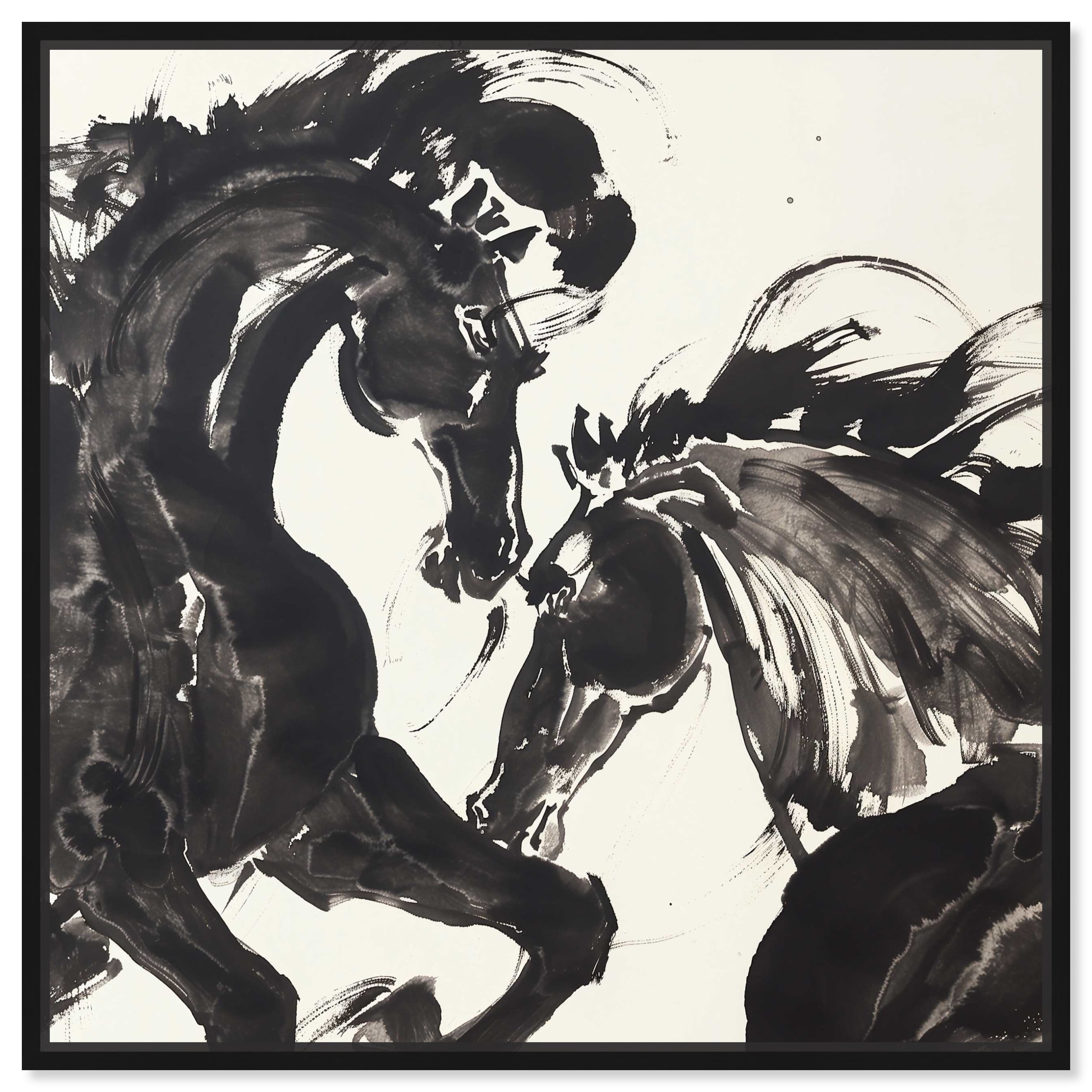 Ink Brush Horses Masculine Abstract Man Cave Canvas Wall Art by ...