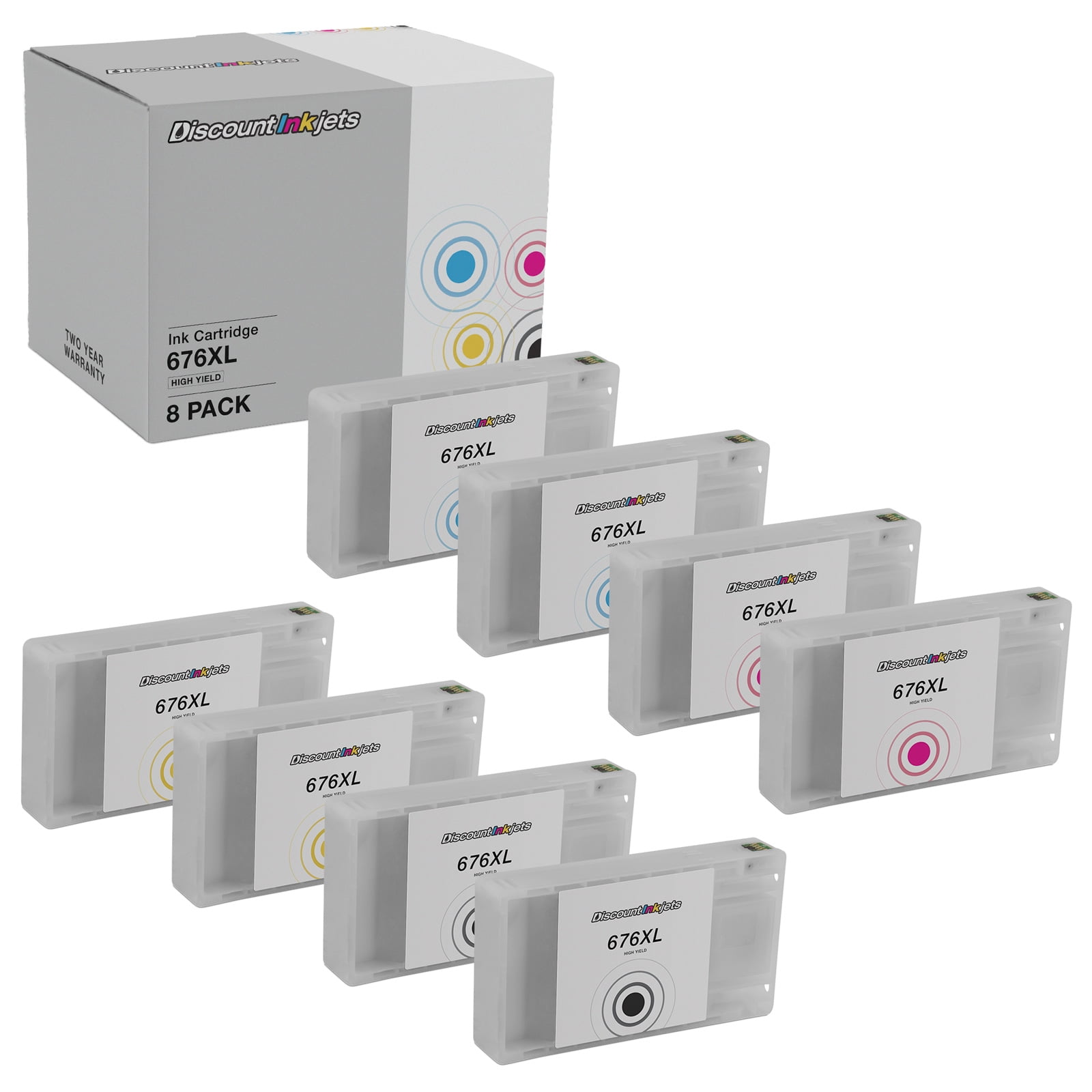 Ink Cartridge Replacements Epson 676 XL HY 8 Set of 2 each B, C, M, Y ...